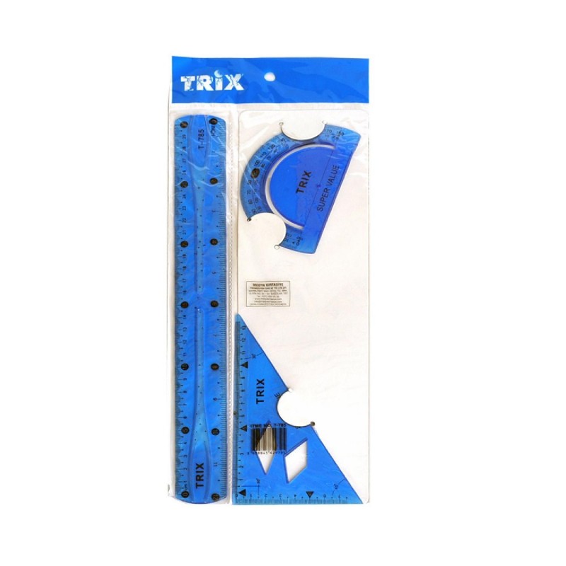 Esnek Cetvel Seti - Kırılmaz Cetvel Gönye İletki - Trix 5 Renk ...